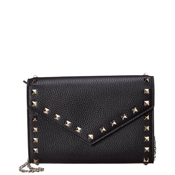 Valentino | Bags | Valentino Rockstud Grainy Leather Wallet On Chain ...